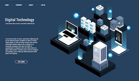 Premium Vector Isometric Server Room And Big Data Processing Concept