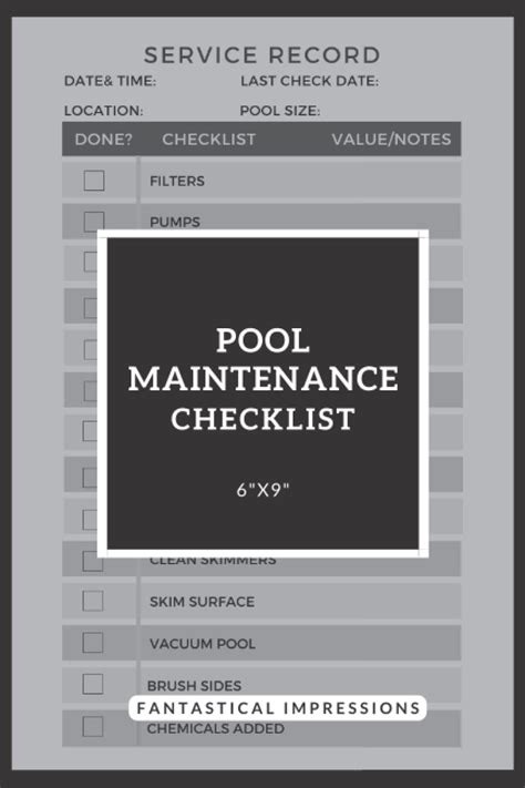 Buy Pool Maintenance Checklist Pool Inspection Checklist Pool