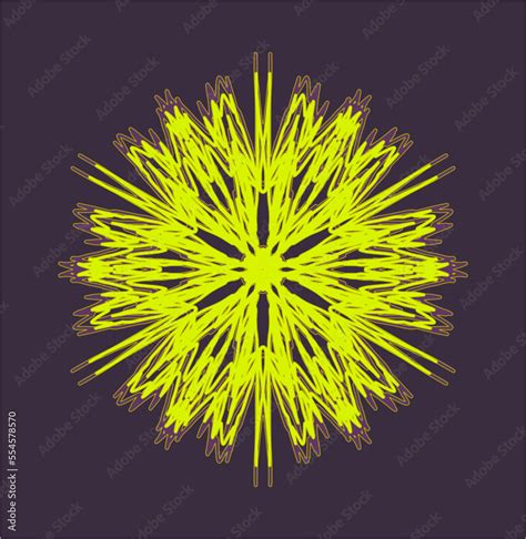 Neon Snowflake In Shape Of A Mandala In Mystifying Color Scheme Of Husky Trail Mimicking