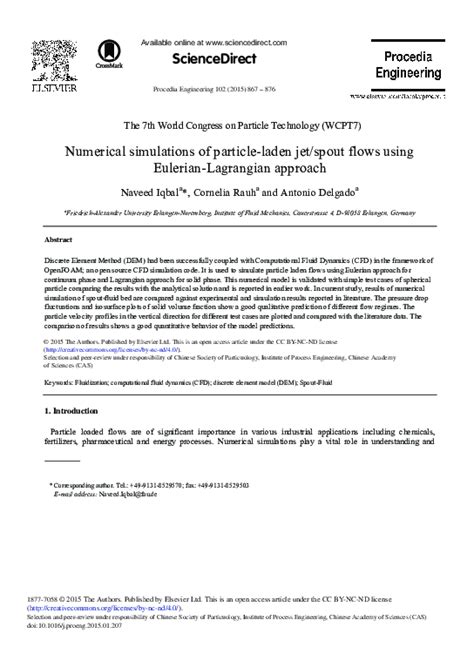 Pdf Numerical Simulations Of Particle Laden Jetspout Flows Using