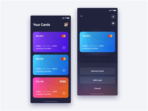 ios app design mobile app design user interface design credit card app credit card design