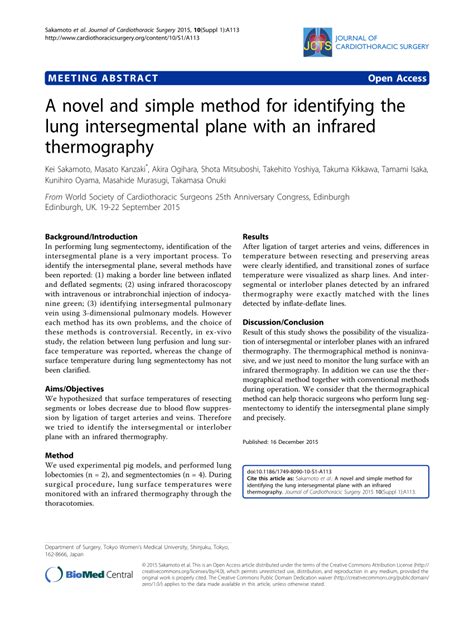 Pdf A Novel And Simple Method For Identifying The Lung Intersegmental Plane With An Infrared