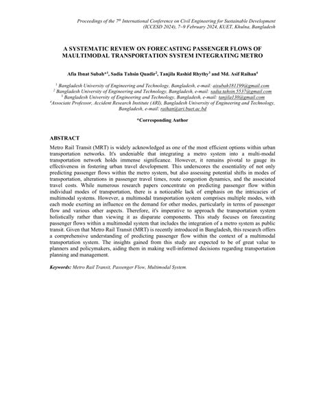 Pdf A Systematic Review On Forecasting Passenger Flows Of Multimodal