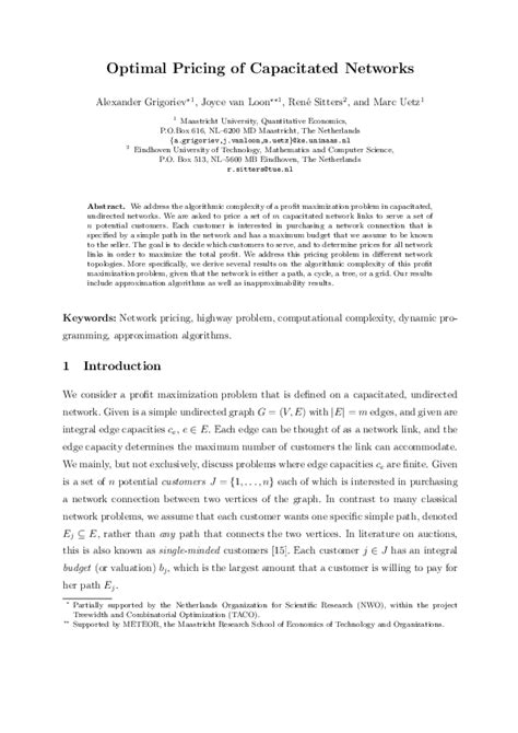 Pdf Optimal Pricing Of Capacitated Networks