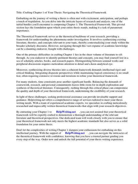 Chapter 1 Thesis Theoretical Framework Pdf Theory Thesis