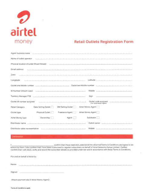 Airtel Money Agent Application Form Pdf