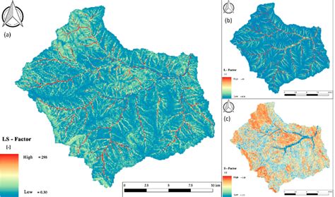 topographic factor a ls factor map b length l factor map c