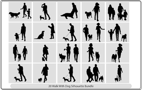 개와 함께 산책하는 사람들 흑백 벡터 일러스트 레이 션 프리미엄 벡터