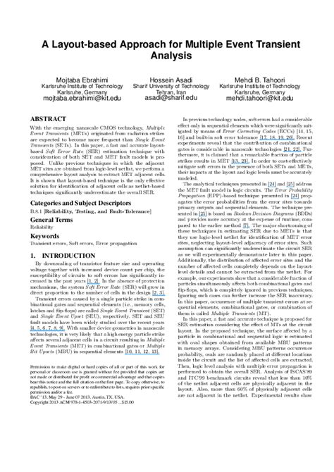 pdf a layout based approach for multiple event transient analysis