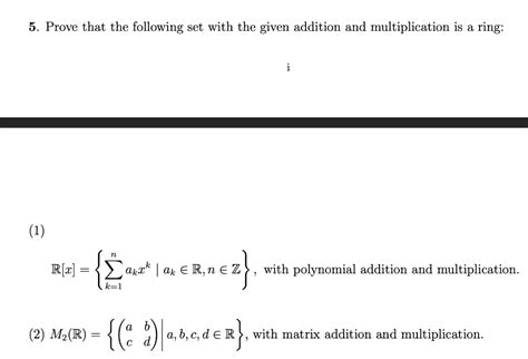 solved 5 prove that the following set with the given