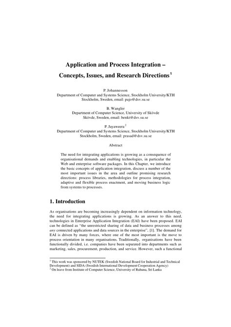 PDF Application And Process Integration Concepts Issues And Research Directions