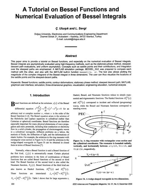 A Tutorial On Bessel Functions Pdf Mathematical Analysis Analysis