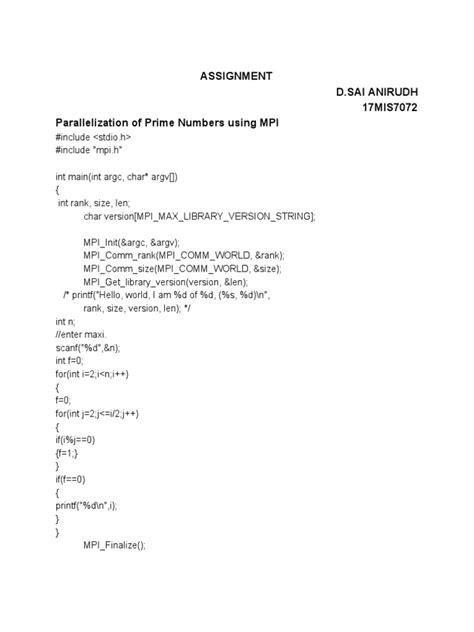 Paralleization Of Prime Numbers Using Mpi Pdf