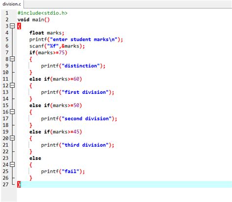 Calculating Division Of Students C Programming BCIS Online Notes Nepal