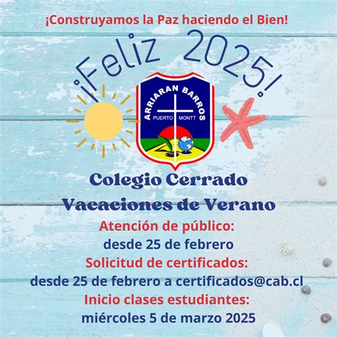Vacaciones De Verano Colegio Arriar N Barros