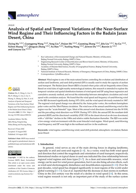 Pdf Analysis Of Spatial And Temporal Variations Of The Near Surface