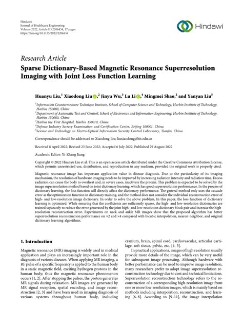 pdf sparse dictionary based magnetic resonance superresolution