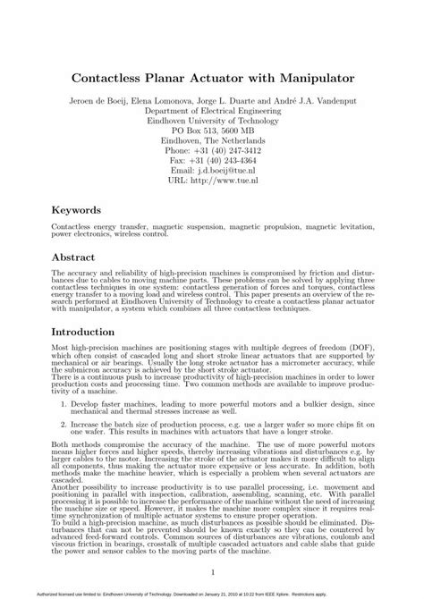 Pdf Contactless Planar Actuator With Manipulator Dokumentips