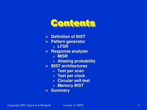 Ppt Vlsi Testing Lecture 14 Built In Self Test Powerpoint