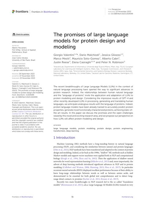 Pdf The Promises Of Large Language Models For Protein Design And Modeling
