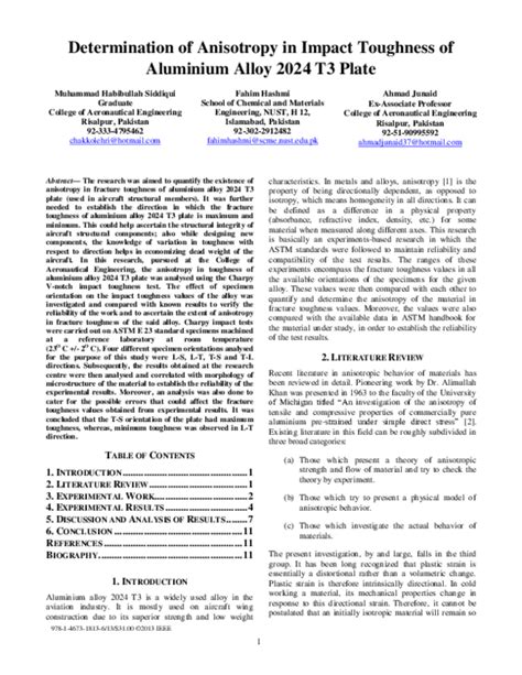 Pdf Determination Of Anisotropy In Impact Toughness Of Aluminium Alloy 2024 T3 Plate