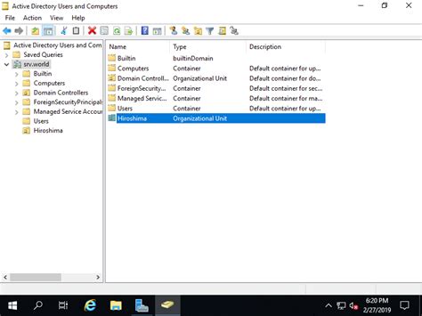 Windows Server 2019 Active Directory Add Organizational Unit