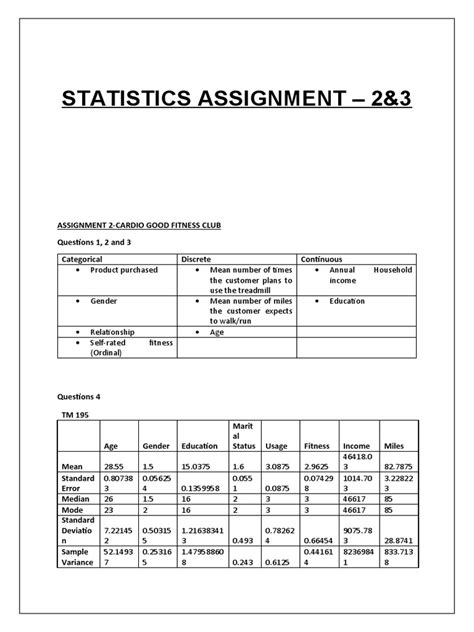 Statistics Assignment 2 3 Pdf Standard Deviation Skewness