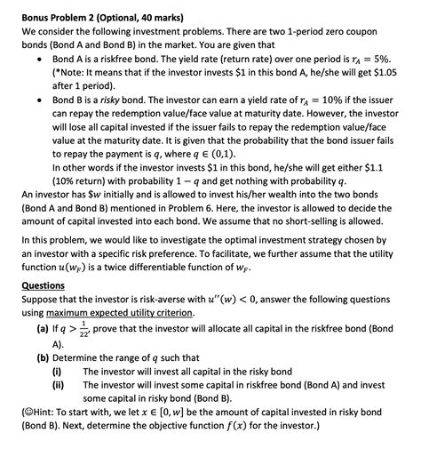Bonus Problem 2 Optional 40 Marks We Consider