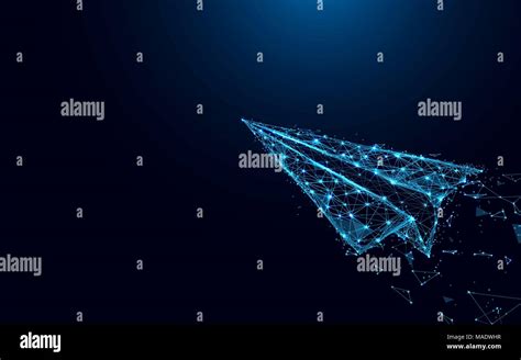 Abstract Shark Form Lines And Triangles Point Connecting Network On Blue Background