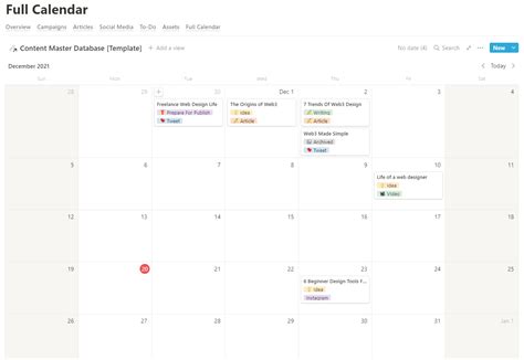 Content Calendar Template Notion Social Media Blogs And More