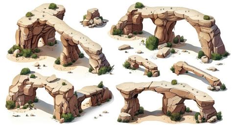 Premium Photo A Series Of Drawings Of A Bridge With A Tree On The Top