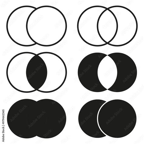 Overlapping Circles Icon Intersecting Shapes Symbol Venn Diagram