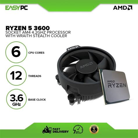 Easypc Amd Ryzen 5 3600 Socket Am4 4 2ghz Desktop Processor 6 Cpu Cores 12 Threads Processor