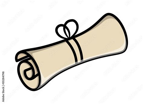 Rolled Scroll Parchment Message Vector Cartoon Illustration Stock