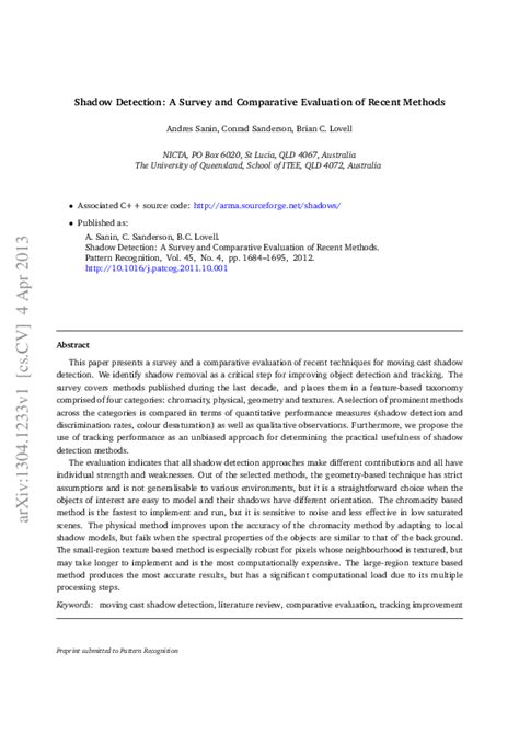 Pdf Shadow Detection A Survey And Comparative Evaluation Of Recent Methods