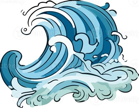Crashing Water Waves Illustration 26414472 Png