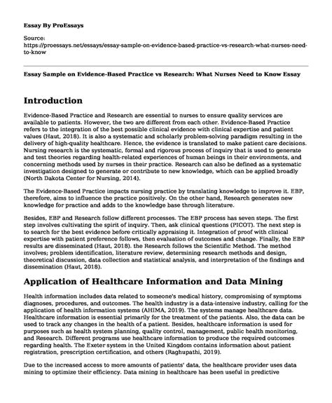 📗 Essay Sample on Evidence-Based Practice vs Research: What Nurses Need to Know - Free Essay ...