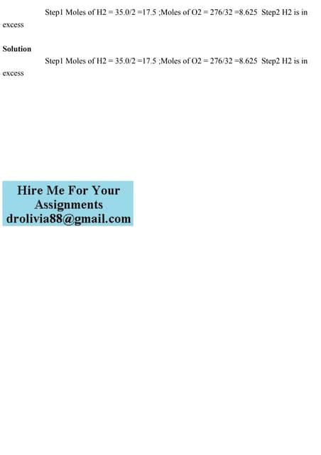 step1 moles of h2 35 02 17 5 moles of o2 2 pdf