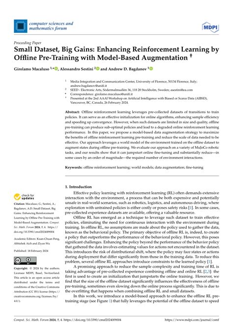 Pdf Small Dataset Big Gains Enhancing Reinforcement Learning By Offline Pre Training With