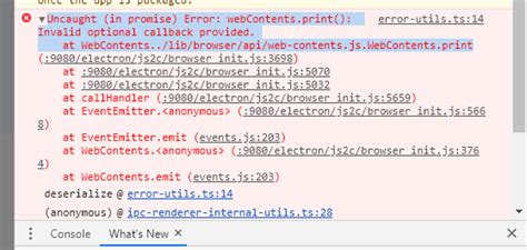 Electron WebContents Print Invalid Optional Callback Provided Issue Electron