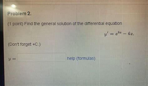 solved problem 2 1 point find the general solution of the