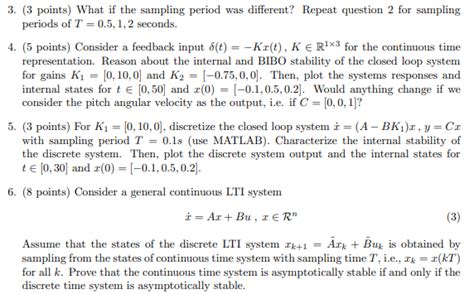 Solved From Continuous To Discrete Time Stability Chegg Com