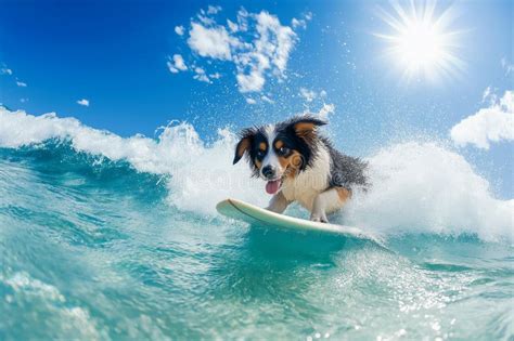 Dachshund Surfing Waves Enjoying A Fun Tropical Adventure Stock Illustration Illustration Of