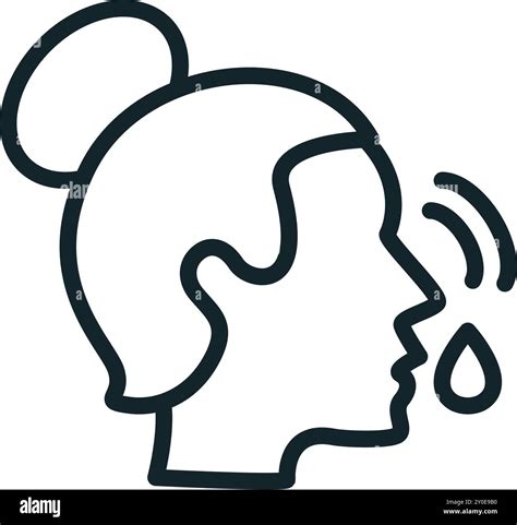 Woman Coughing Spreading Virus Outline Icon Vector Stock Vector Image And Art Alamy