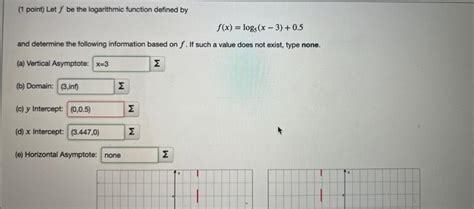 solved 1 point let f be the logarithmic function defined