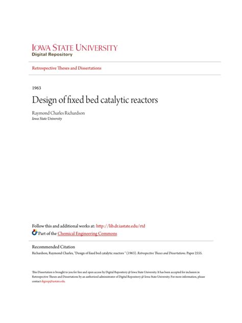 design of fixed bed catalytic reactors pdf pdf chemical reactor