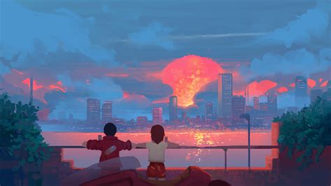 The Sunset Aesthetic Desktop Wallpaper Anime Scenery Wallpaper