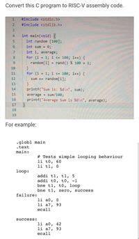 Answered: Convert this C program to RISC-V assembly code. | bartleby