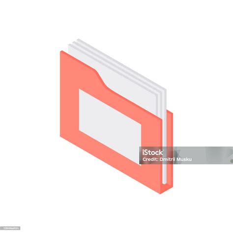 Folder File Dengan Ikon Isometrik Dokumentasi Formulir Penyimpanan Merah Dengan Lembaran Putih