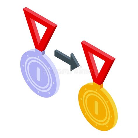 Level Skill Medal Icon Isometric Vector Training Beginner Stock Illustration Illustration Of